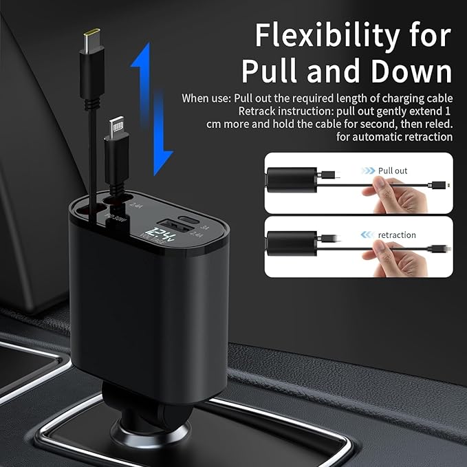 ChargeFlex™ 4-in-1 Fast Car Charger | Tangle-Free, Super-Fast Charging ...